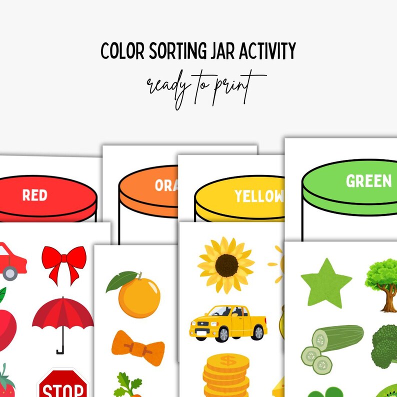 Color Matching Activity for Kids, Color Sorting Jar Activity, Toddler ...