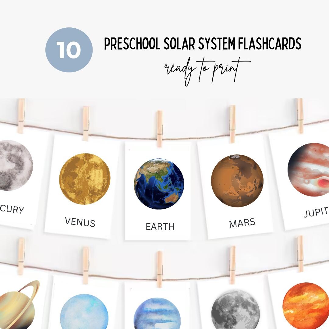 10 Solar System Flash Cards Space Flash Cards Homeschool Printables ...
