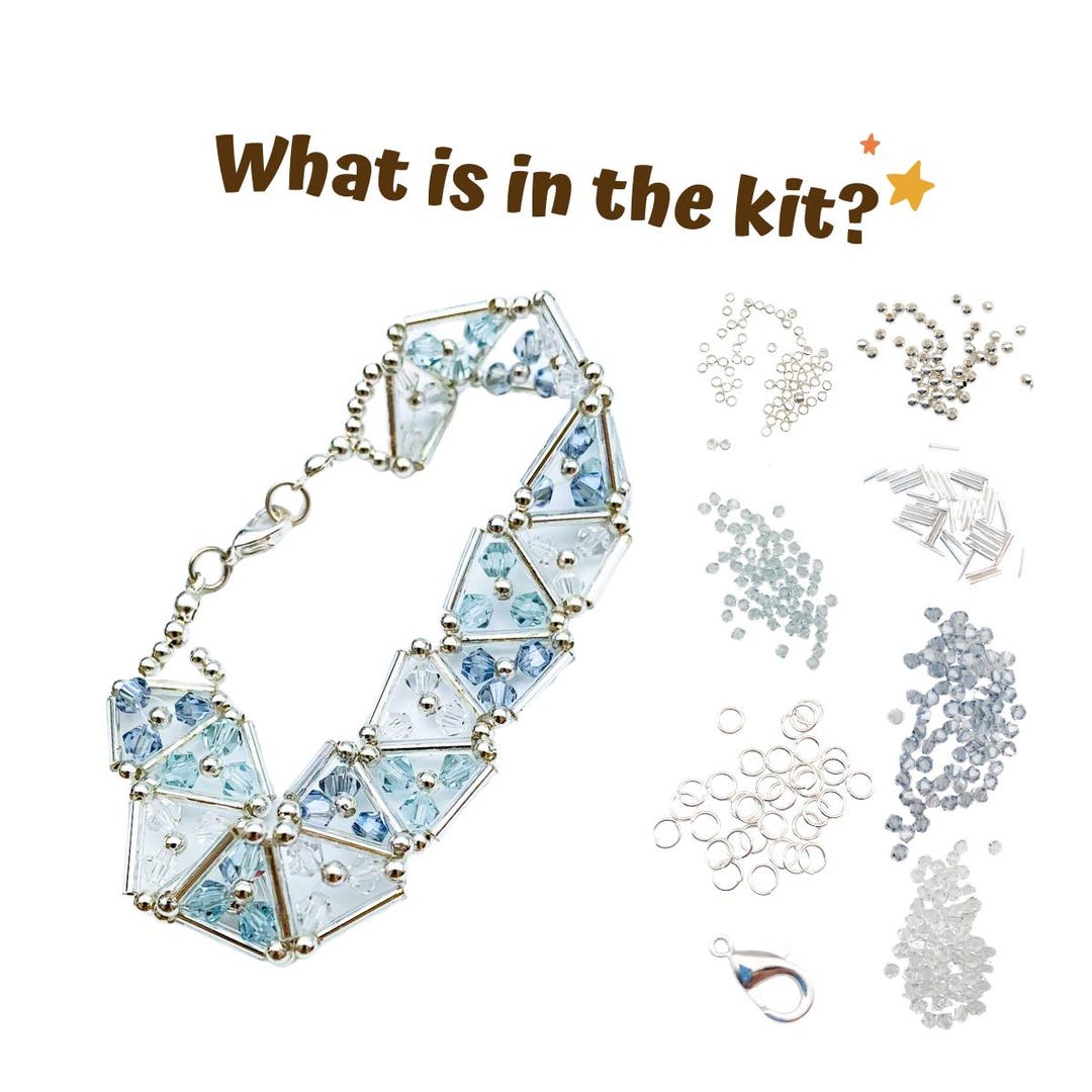 Winter Blue Crystal Rhombus Bracelet Kit - Elegant DIY Making Kit ...
