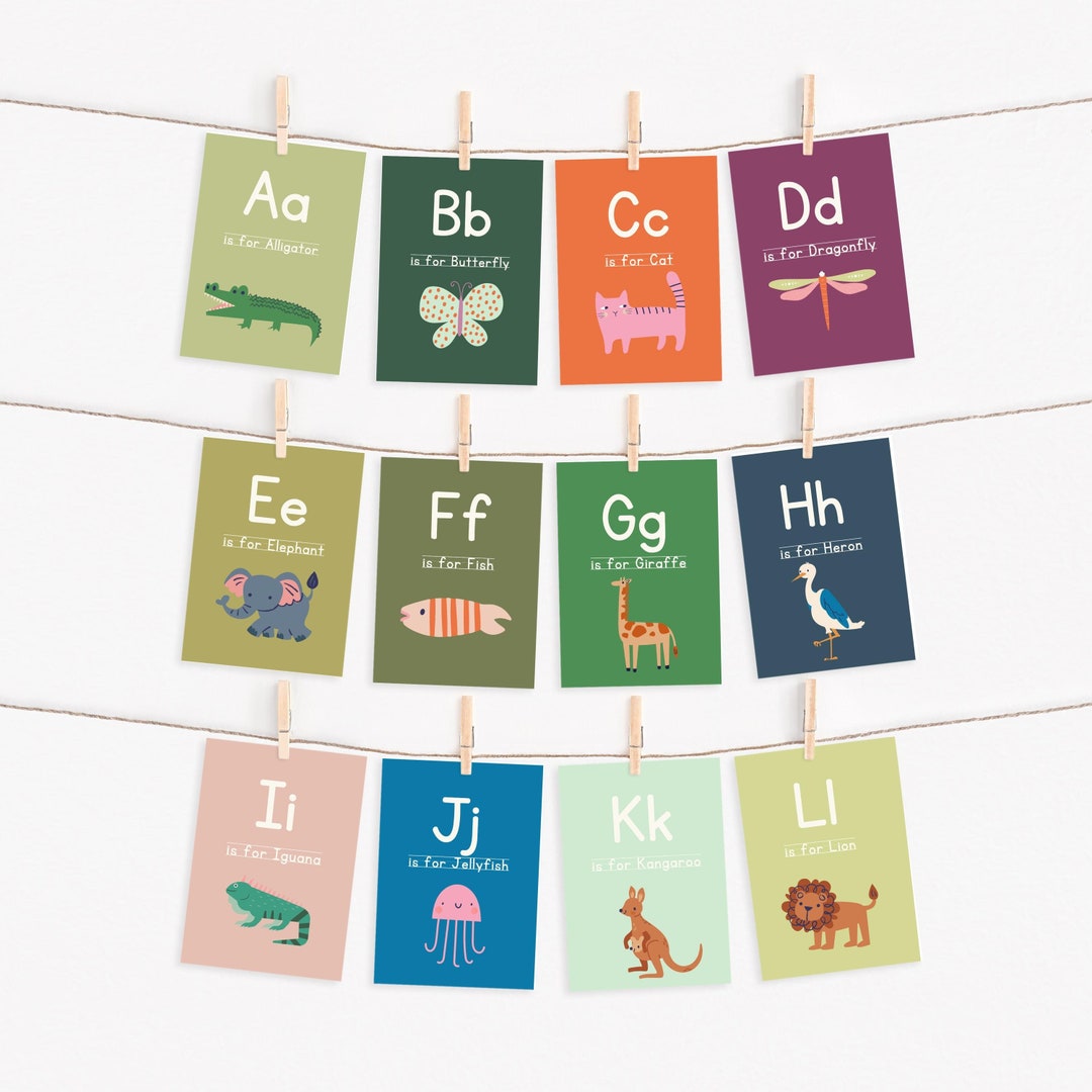 ABC Alphabet Flashcards | Printable Boho Zoo Animal Modern Schoolhouse ...