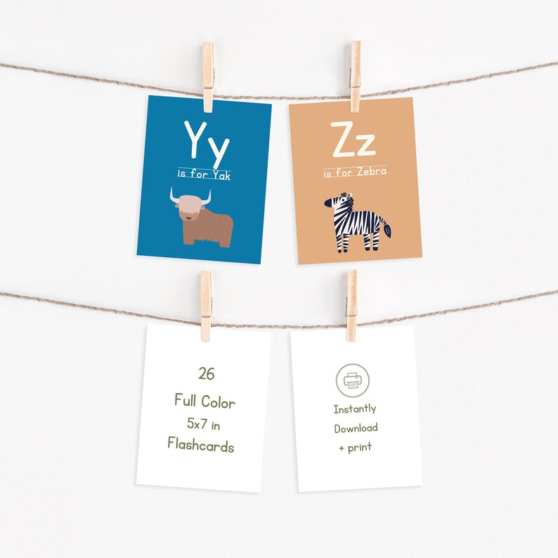 ABC Alphabet Flashcards | Printable Boho Zoo Animal Modern Schoolhouse ...