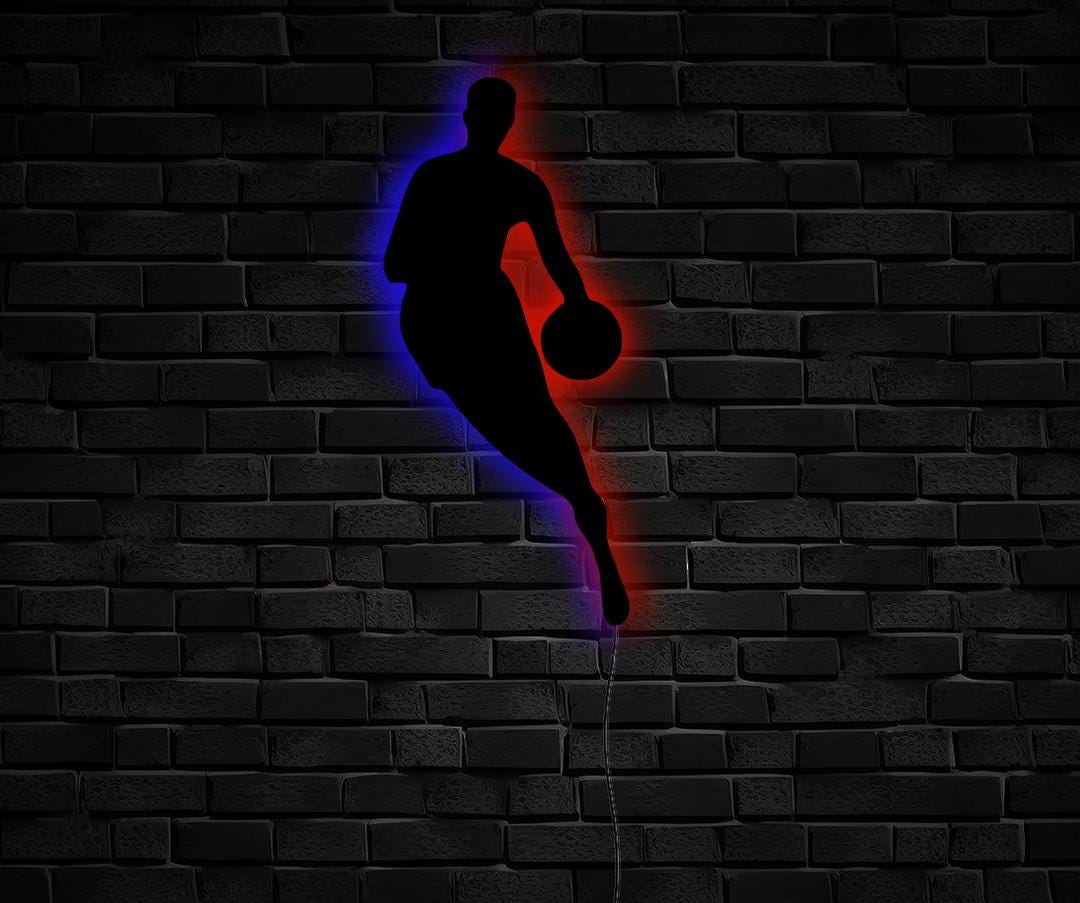 Michael Jordan Jumpman Metal Led Wall Sign, RGB Metal Wall Led Decor ...