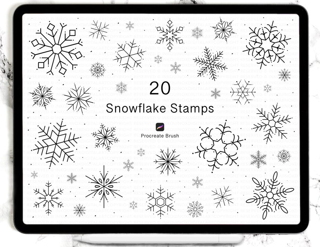 20 Snowflake Procreate Stamp Brush | Snowflake Procreate | Winter ...
