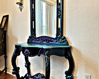 Gothic Planchette Black Antique Vanity Make up Table Wednesday Adams ...