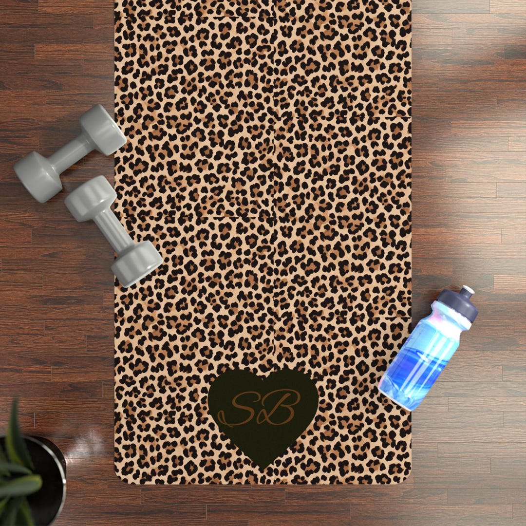 Stylish Leopard Yoga Mat Personalized With Initials | Leopard Print ...