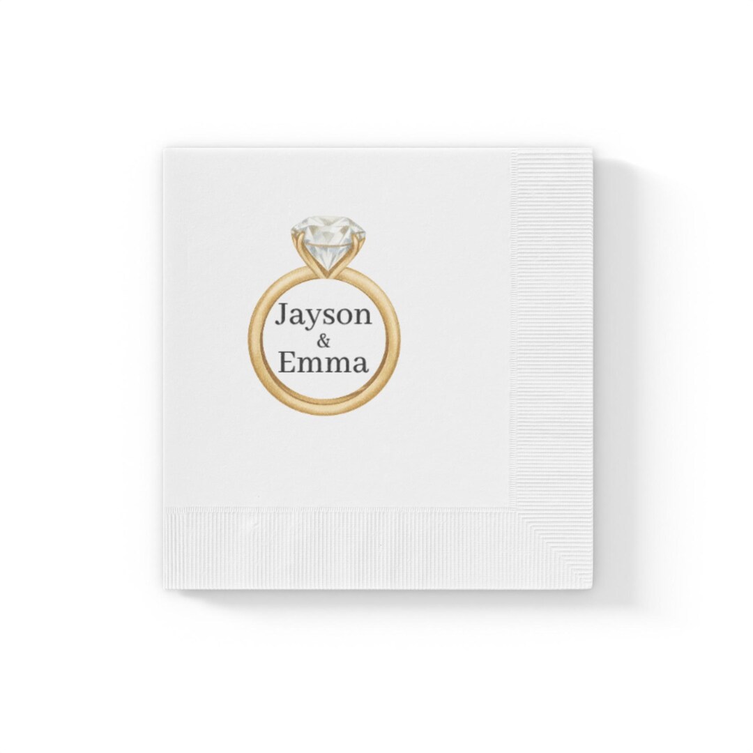 Gold Engagement Ring Monogram Napkins | Wedding Cocktail Napkin ...