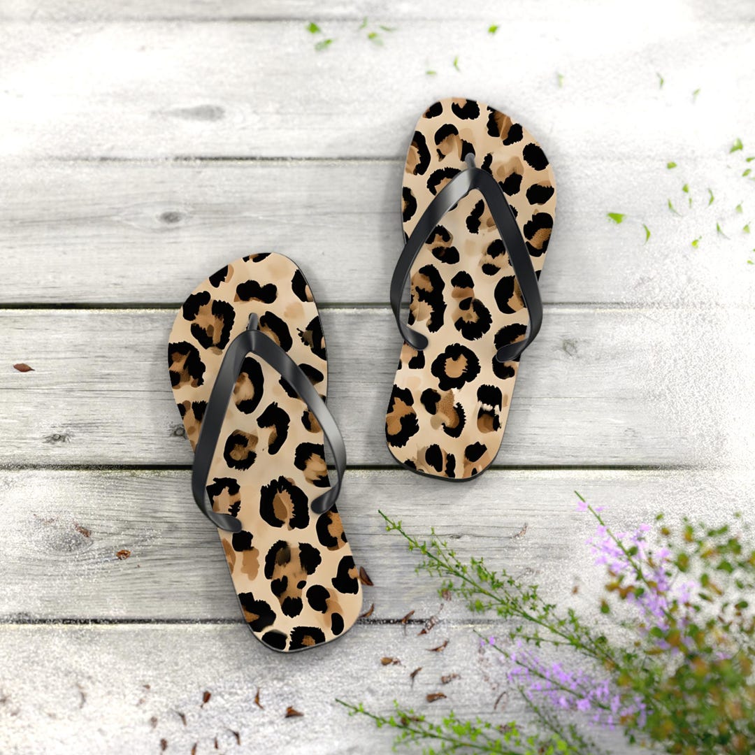 Summer Sandals Leopard Flip Flops for Her Summer Beach Sandal Stylish ...