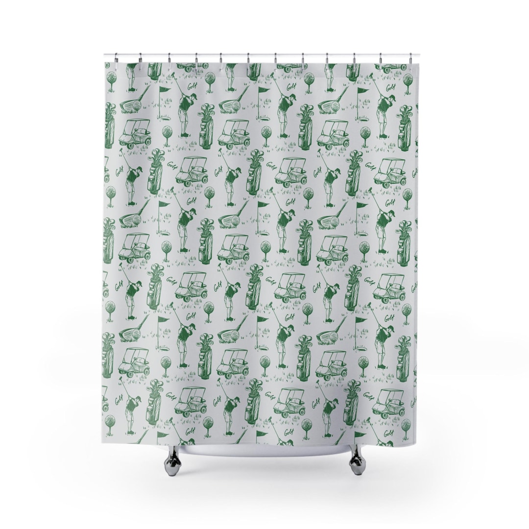 Shower Curtain Golf Pattern | Golf Clubs, Carts, Players - Etsy