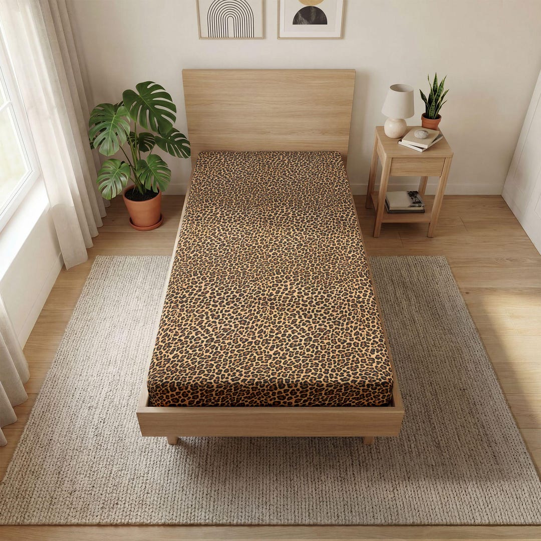 Leopard Print Fitted Sheet, Animal Print Bedding, Leopard Twin Fitted ...