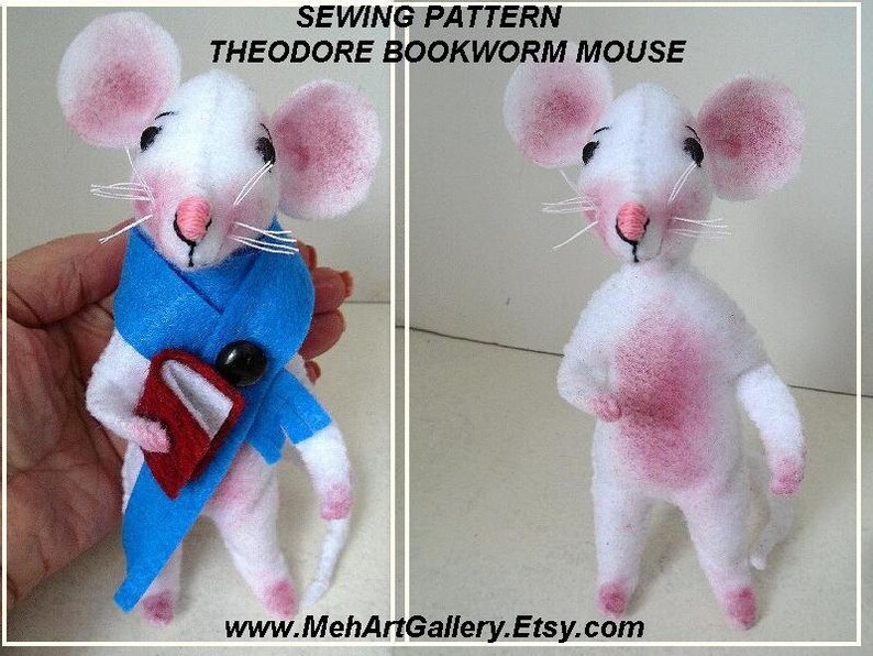FELT MOUSE PATTERN, Pdf Sewing Pattern, Felt Miniatures, Soft Sculpture ...