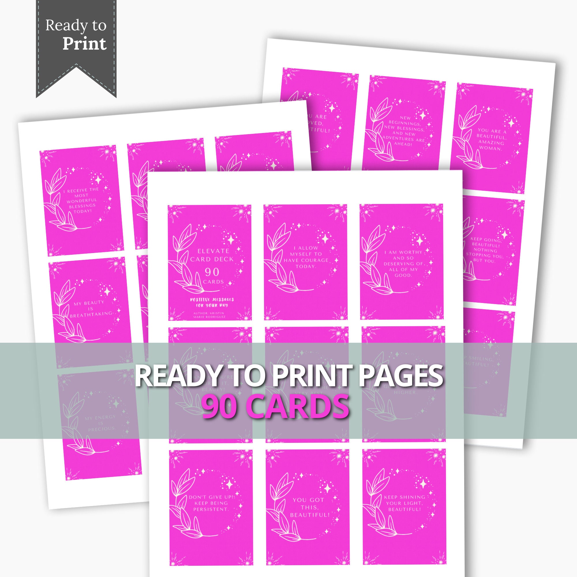 90 Affirmation Cards Printable and Digital - Etsy