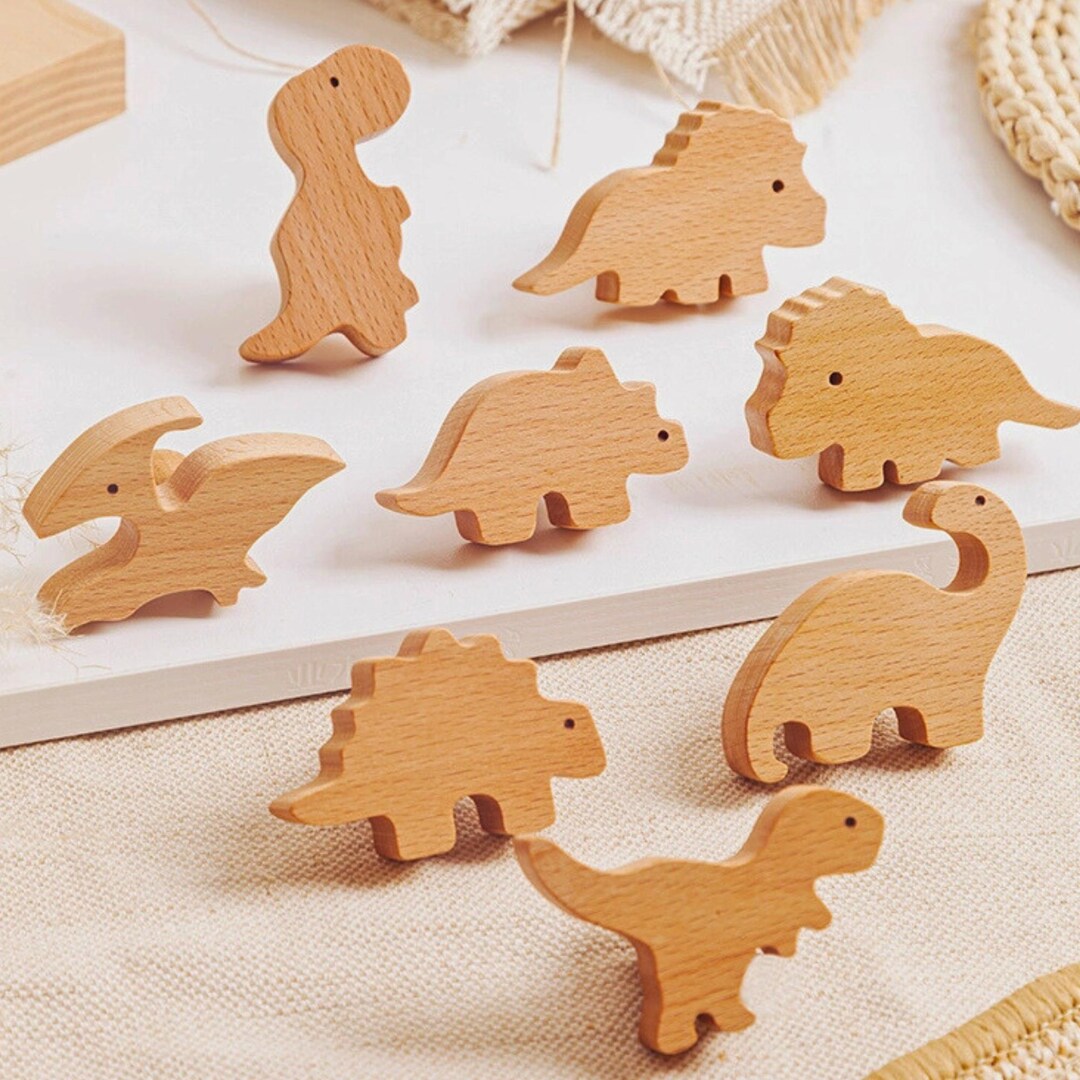 Wooden Dinosaur Knobs for Kids T-rex and Brontosaurus Cabinet Pulls ...