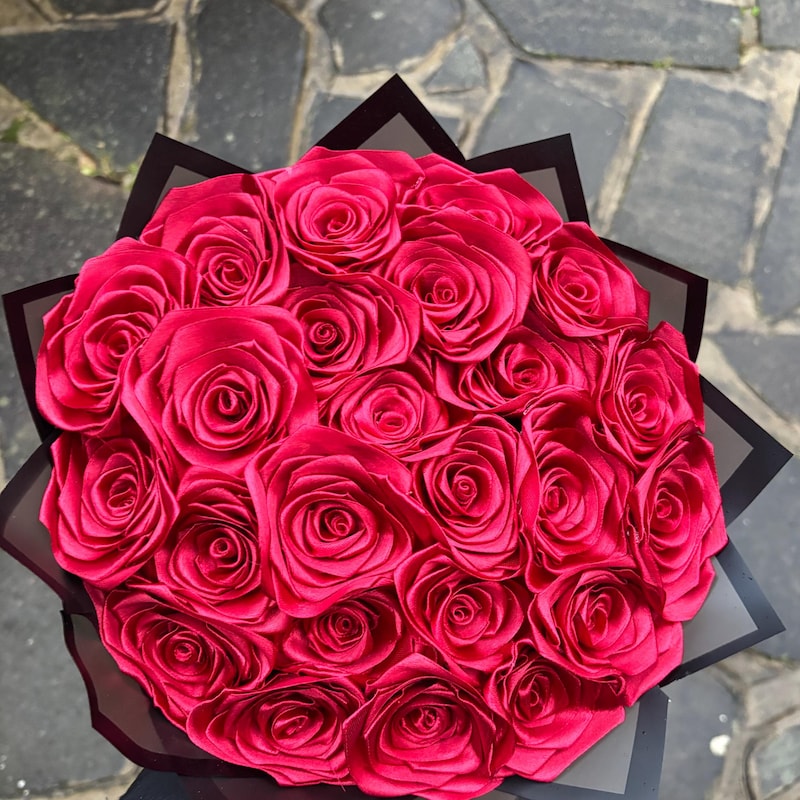 Ribbon Rose Bouquet - Etsy