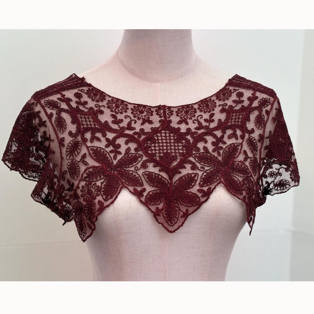 Vintage Burgundy Red Lace Bodice "tucker"/ Collar/ Chemisette/ 19th ...