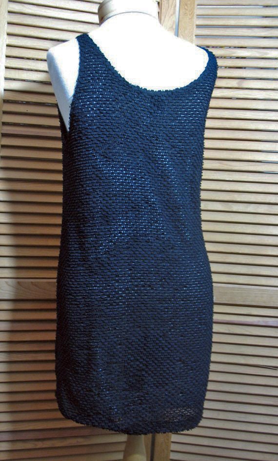 Vintage Black Jane Yuen Textured Semi Sheer Mini Dres… - Gem