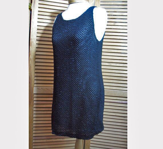 Vintage Black Jane Yuen Textured Semi Sheer Mini Dress / Black Long ...