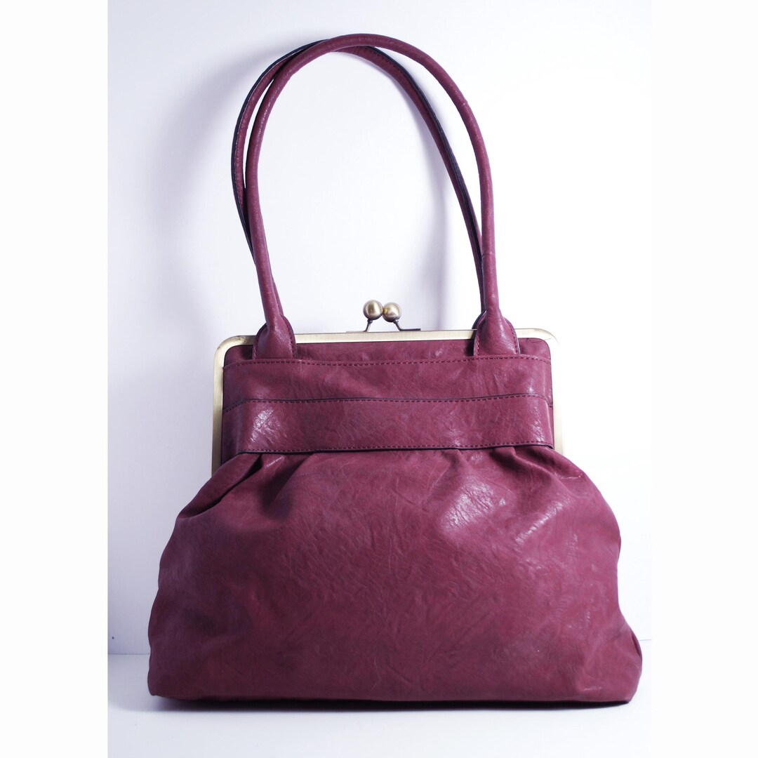 Vintage Cranberry Red Handbag/ Kiss-lock Close/ Over Shoulder/ Pouch ...