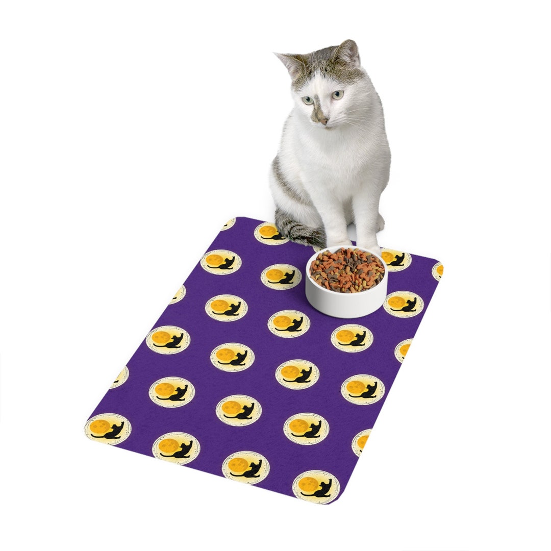 Pet Food Mat, Japanese Moon and Cat Design, Ideal Gift for Cat Lovers ...