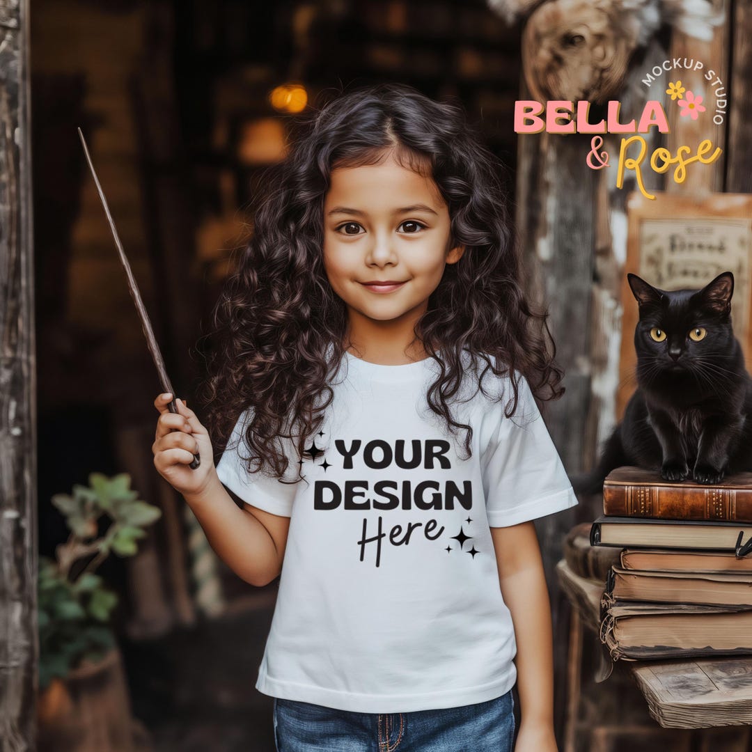 Kid's Wizard/witch T-shirt Mockup, Kid's White T-shirt Mockup, Latino ...