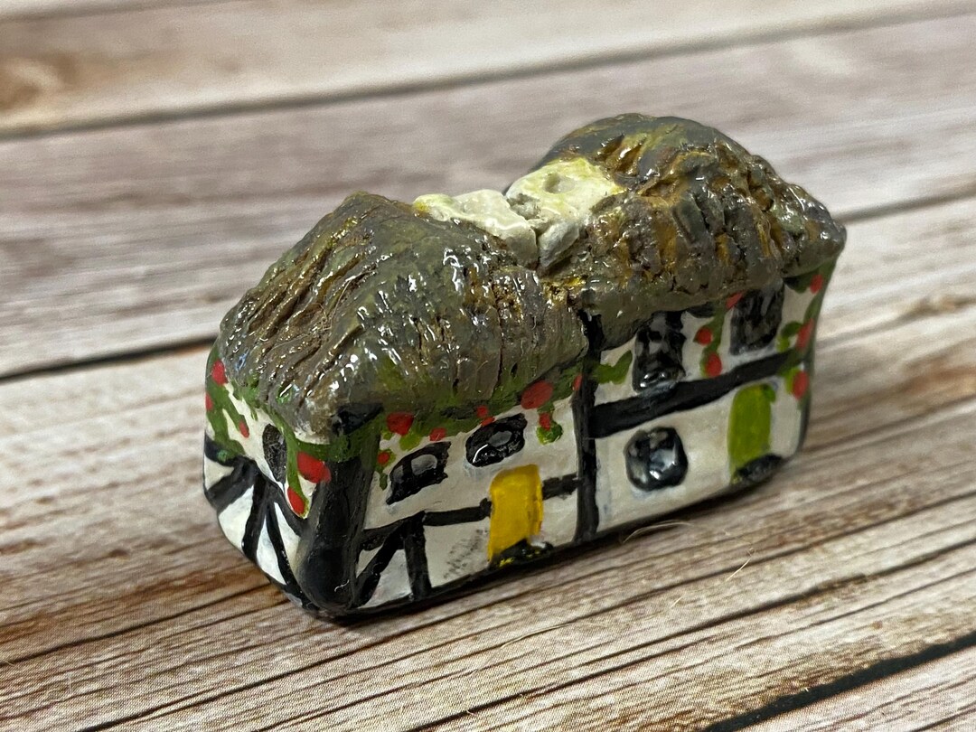 Tiny Clay Black and White Mini Semi-detached Cotswold Cottage | Cute ...