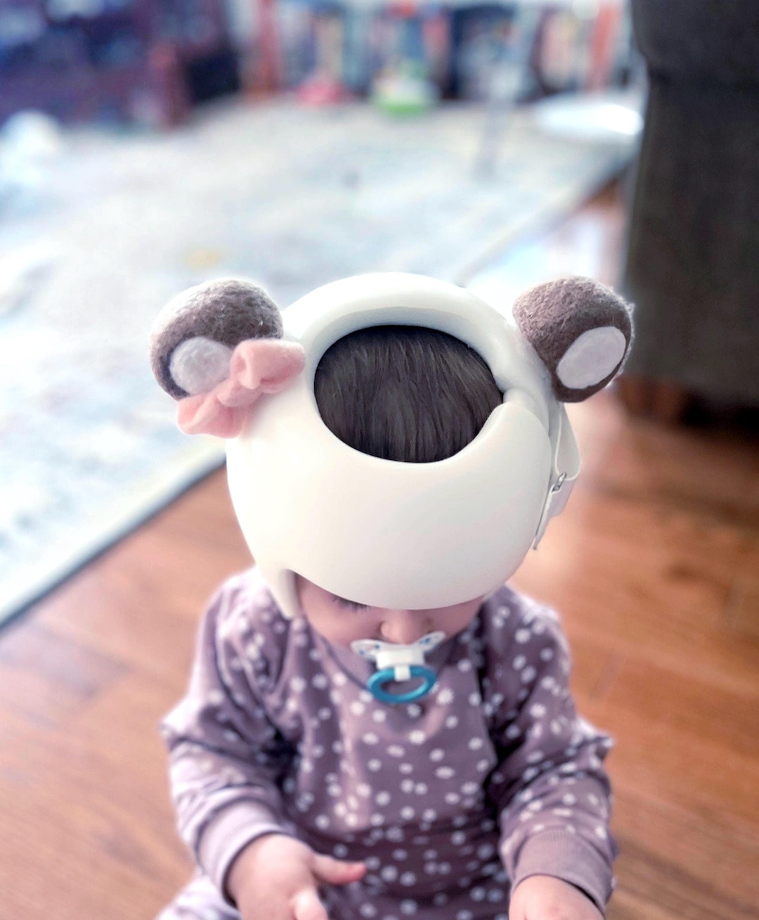 Handmade Dark Brown Bear Ears With Bow for Baby Cranial Helmet - Etsy