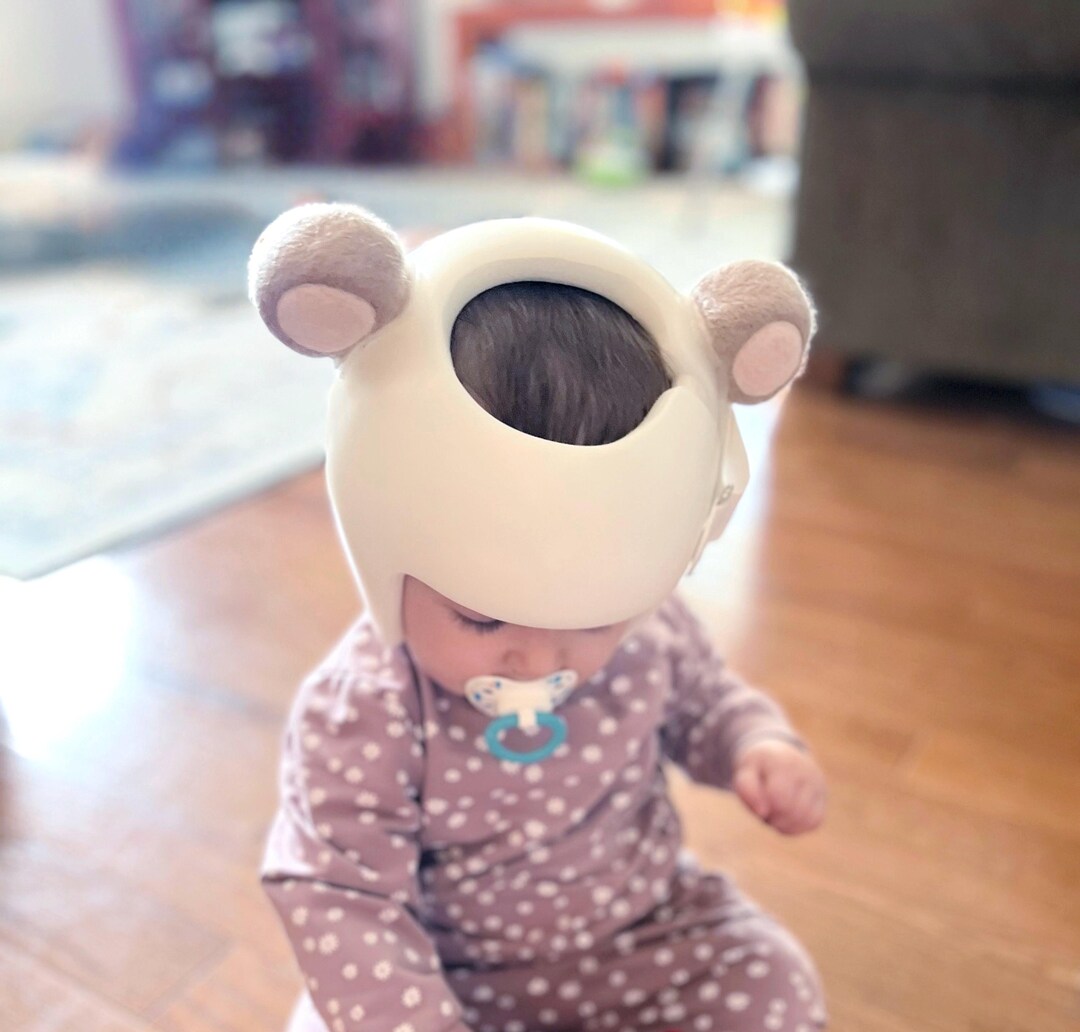 Handmade Beige and Pink Bear Ears for Baby Cranial Helmet - Etsy