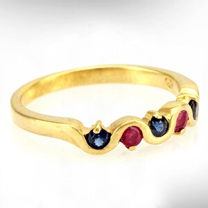 Sapphire and Ruby Unique Wedding Ring for Women, Gold and Birthstone ...
