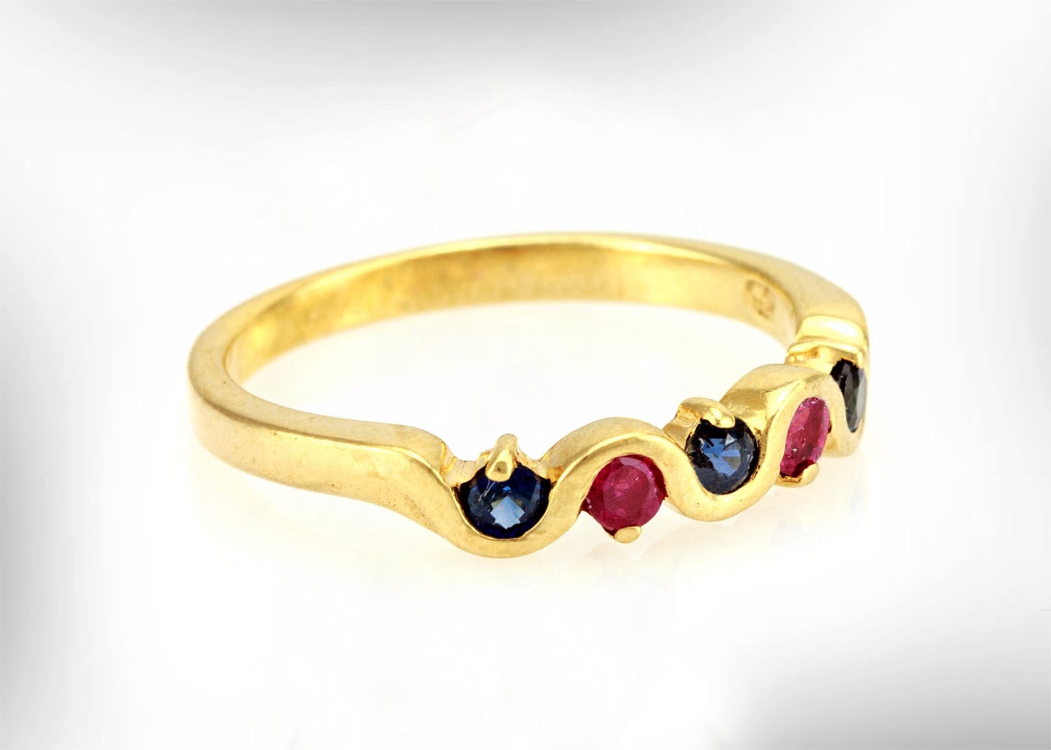 Sapphire and Ruby Unique Wedding Ring for Women Gold and - Etsy
