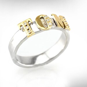 Gold and Diamond Wedding Name Ring, Name Wedding Ring for Women, 14k ...
