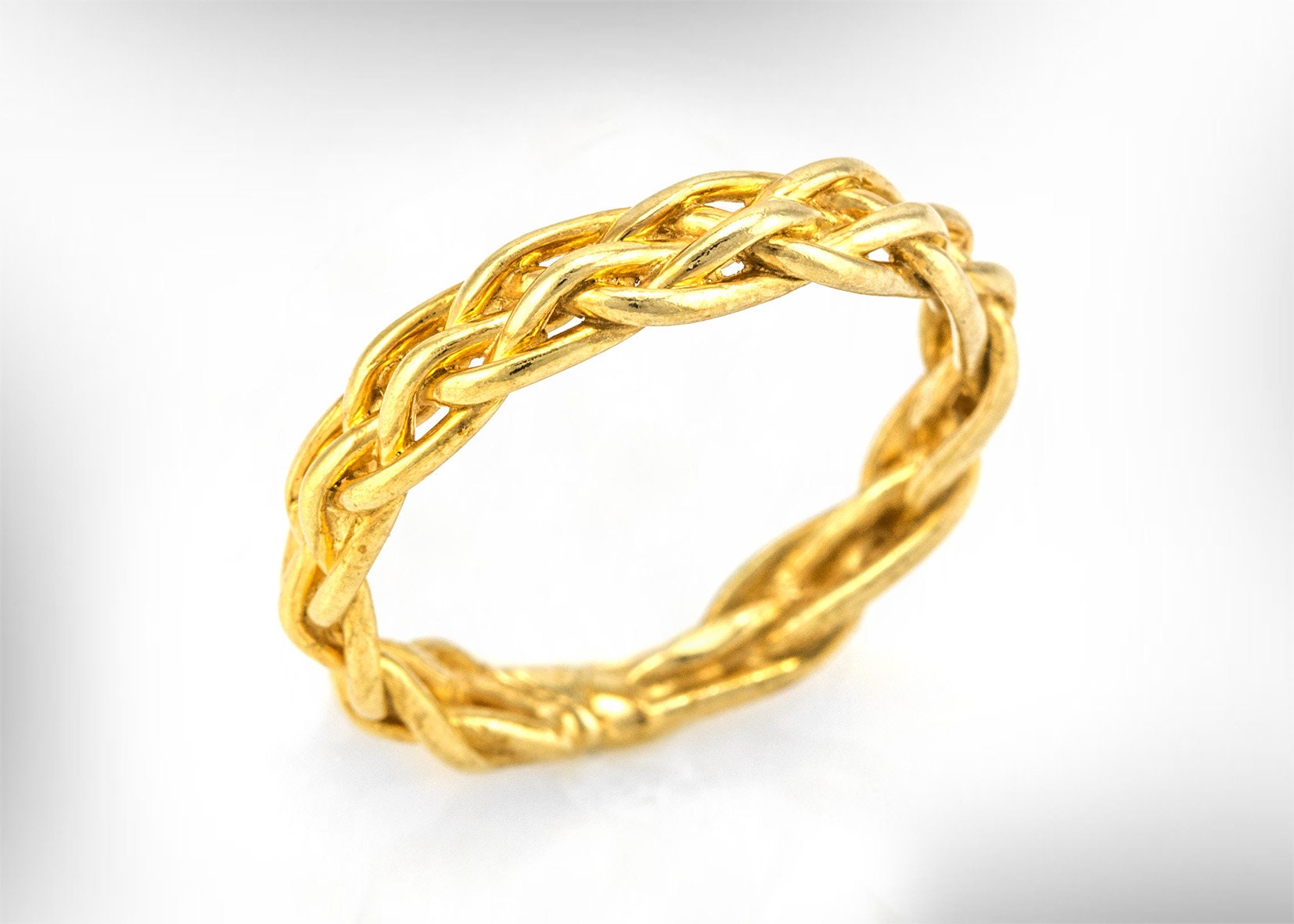 Wide Gold Wedding Band Braided Band Unique Wedding Band for | Etsy