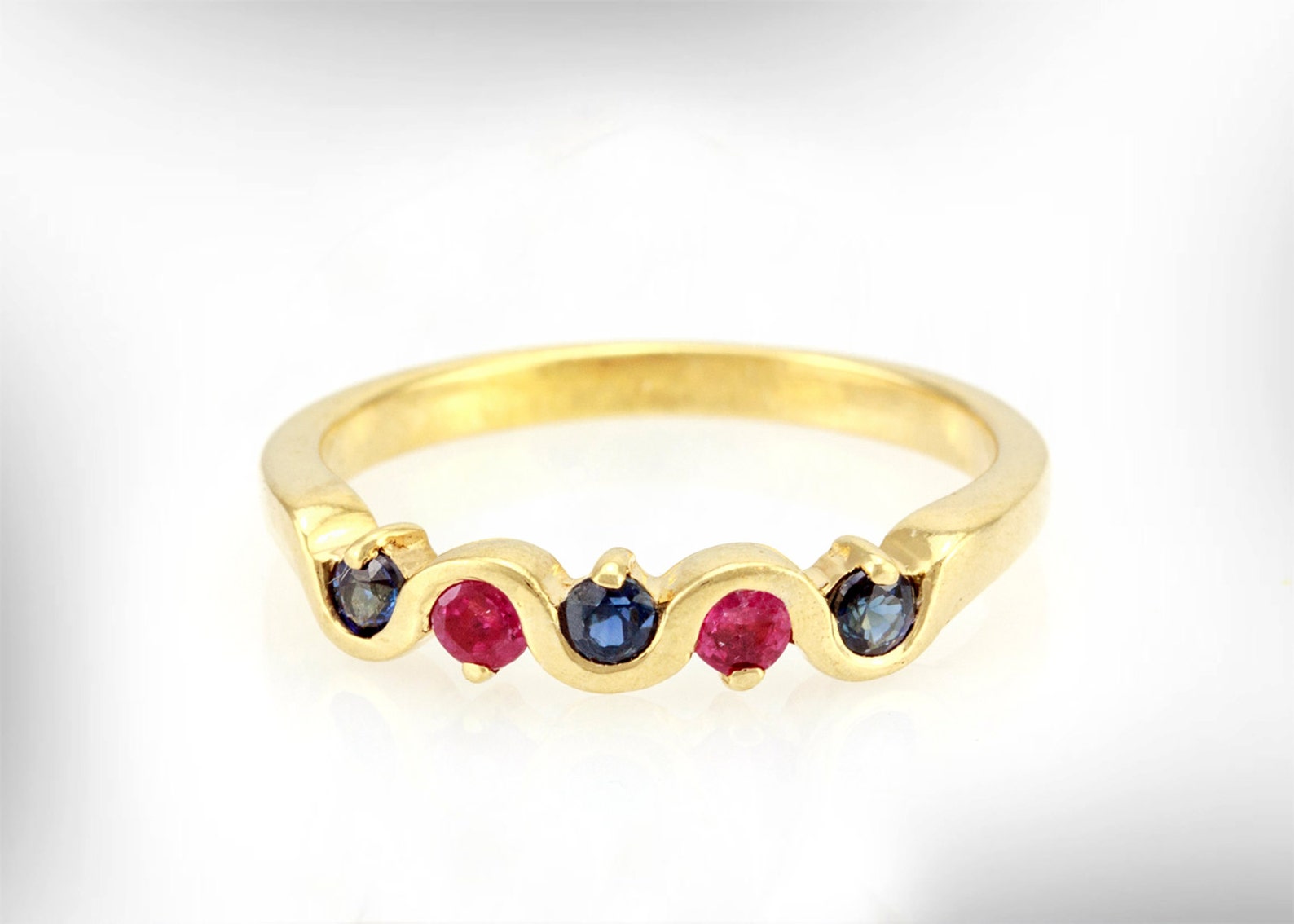 Sapphire and Ruby Unique Wedding Ring for Women Gold and - Etsy