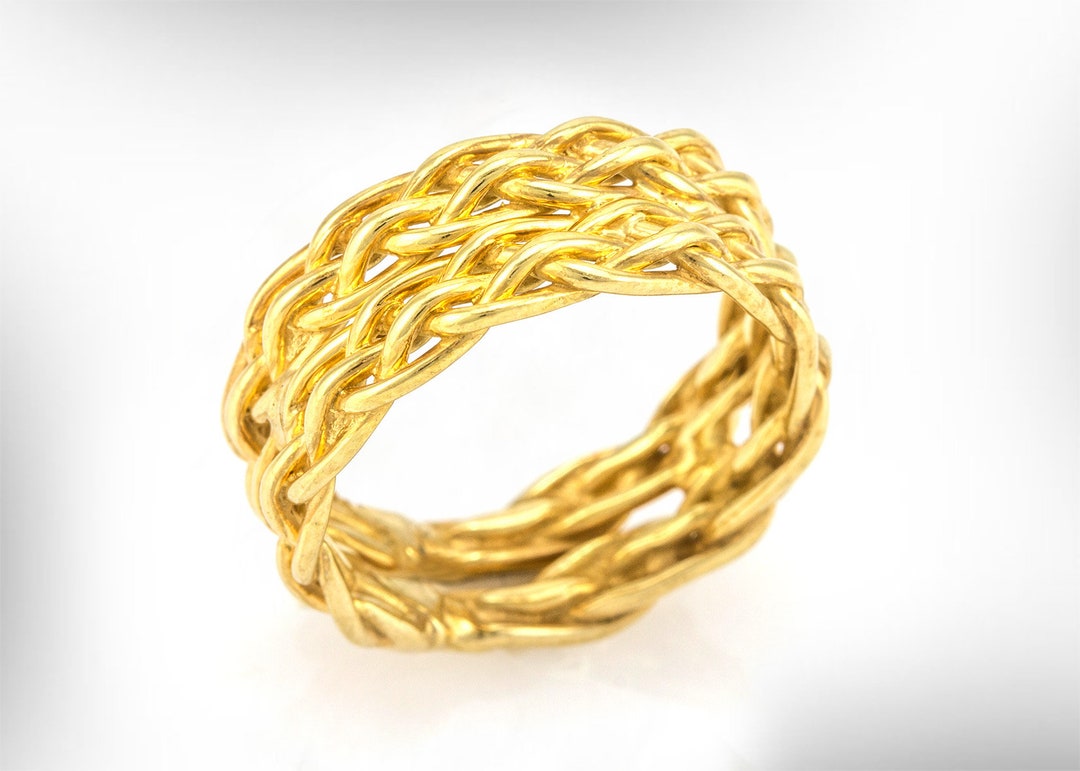 Wide Gold Wedding Band, Braided Band, Unique Wedding Band for Women ...