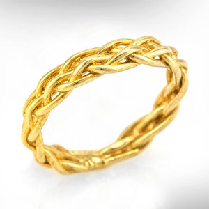 Solid 14K Yellow Gold Braid Stacking Ring Unique Handmade - Etsy Israel