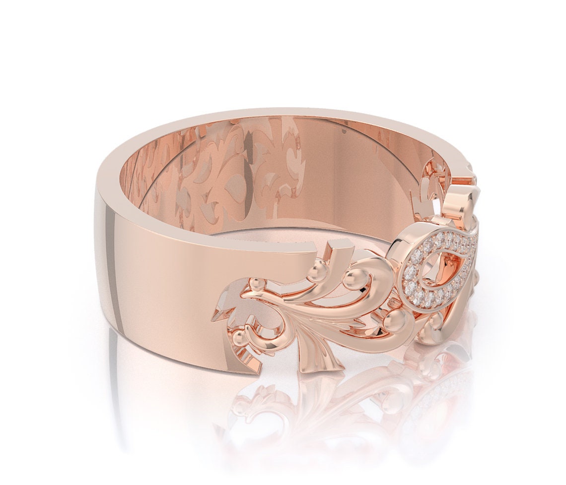 Unique Rose Gold Wedding Ring for Women 14k 18k Solid Gold | Etsy