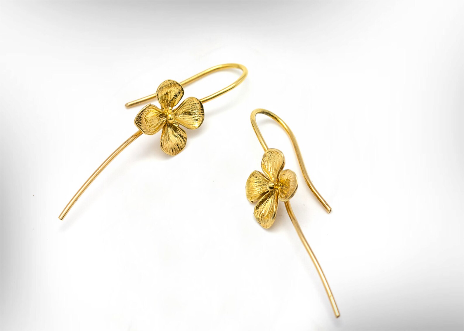 Flower Drop Earrings Bridal 9K Gold or 14K Gold Earrings | Etsy