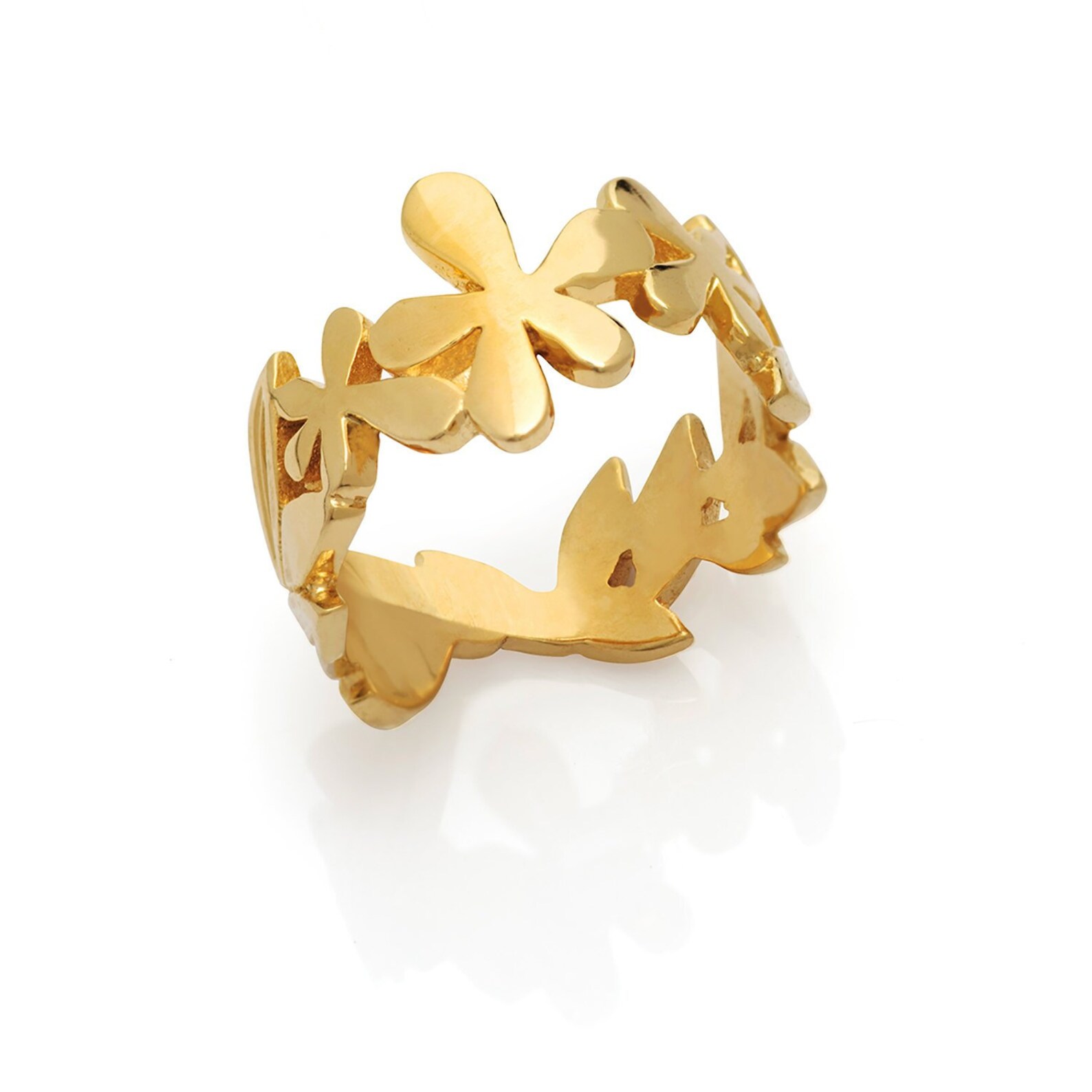 Gold Leaves and Flower Ring, Women Statement Ring, Romantic Jewelry ...