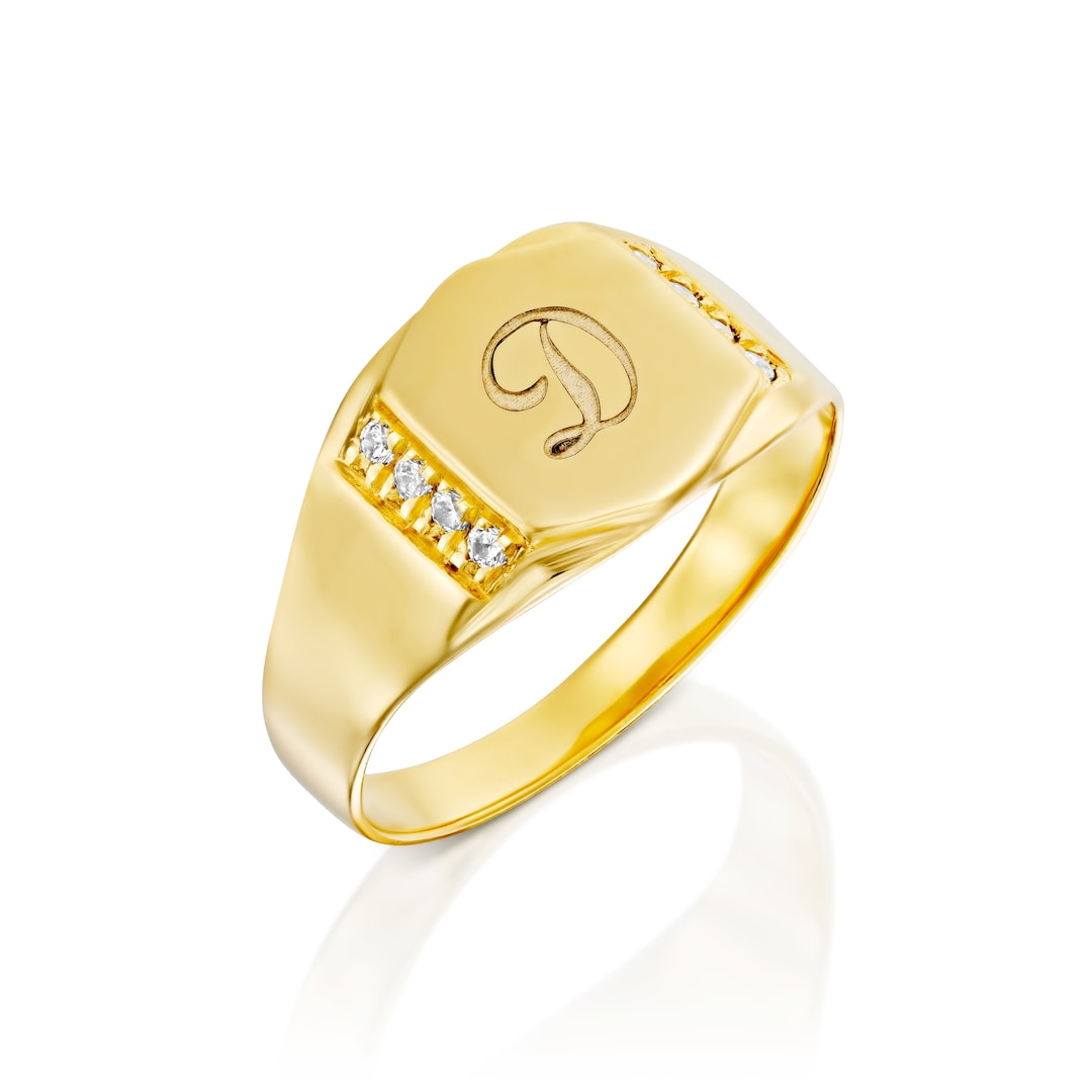 Signet Ring Women, Solid Gold Signet Ring, Personalized Ring for Women ...