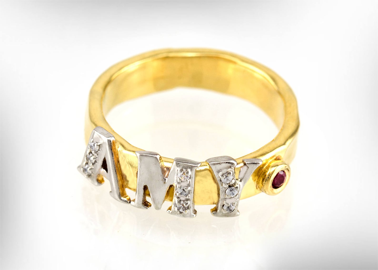 Gold and Diamond Wedding Name Ring Name Wedding Ring for - Etsy