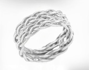 9mm Hand Braided Tri Color Wedding Band Braided Band Comfort - Etsy