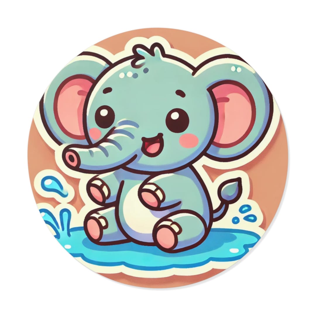 Cute Elephant Round Vinyl Sticker - Etsy
