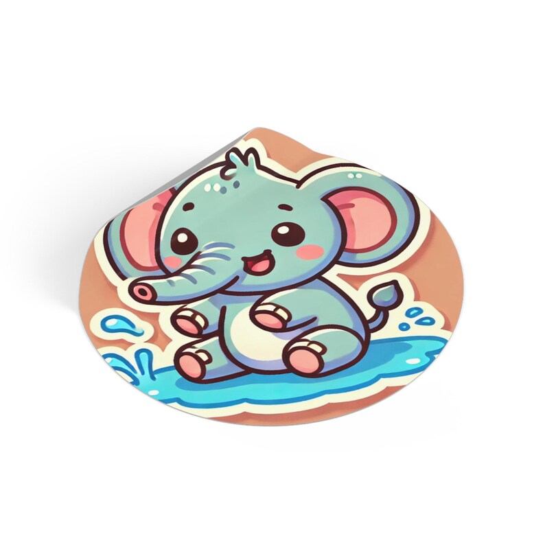 Cute Elephant Round Vinyl Sticker - Etsy