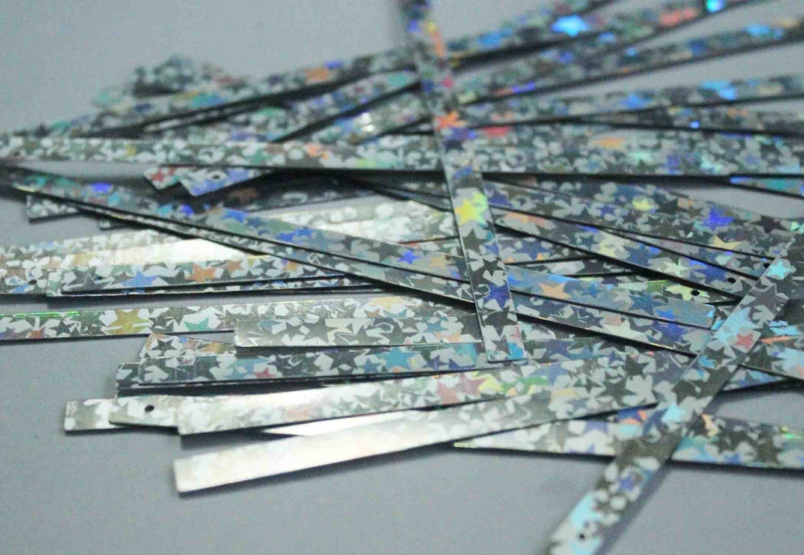 20 Metallic Silver Color /star Print / Rectangle Sequins/kbrgs289 - Etsy
