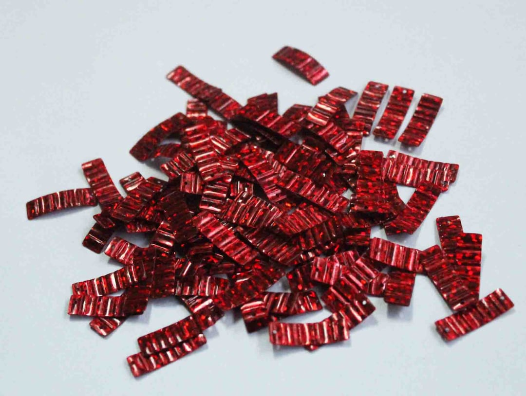 100 Wine Red Color /crimpled Texture / Metallic / Rectangle Sequins ...