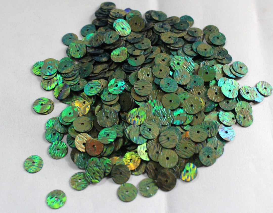 Green Blue Mix Shade, Round Sequins for Embroidery, Textured Finish ...