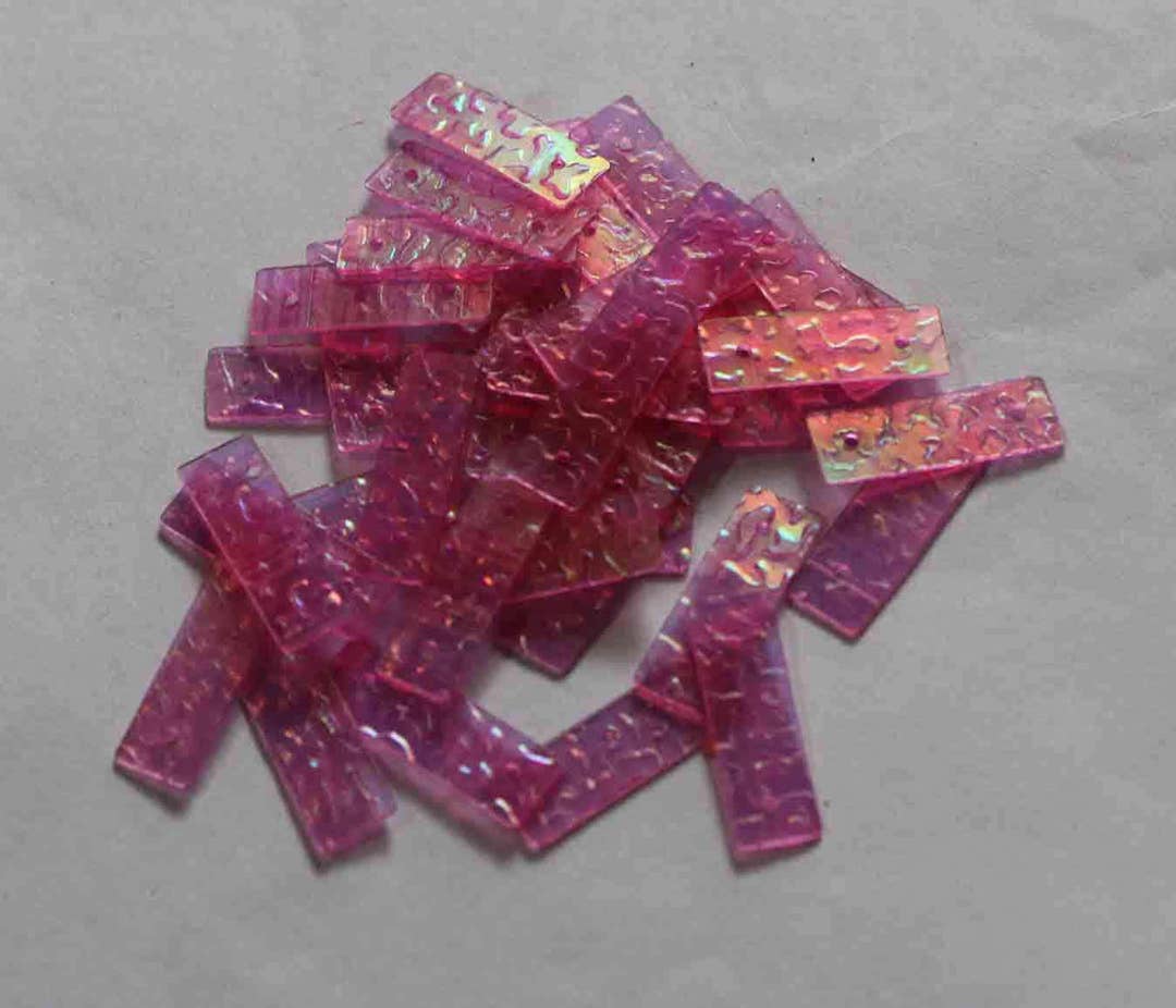 100 Blue Sequins / Transparent Pink Color/ Rainbow Effect/texured ...