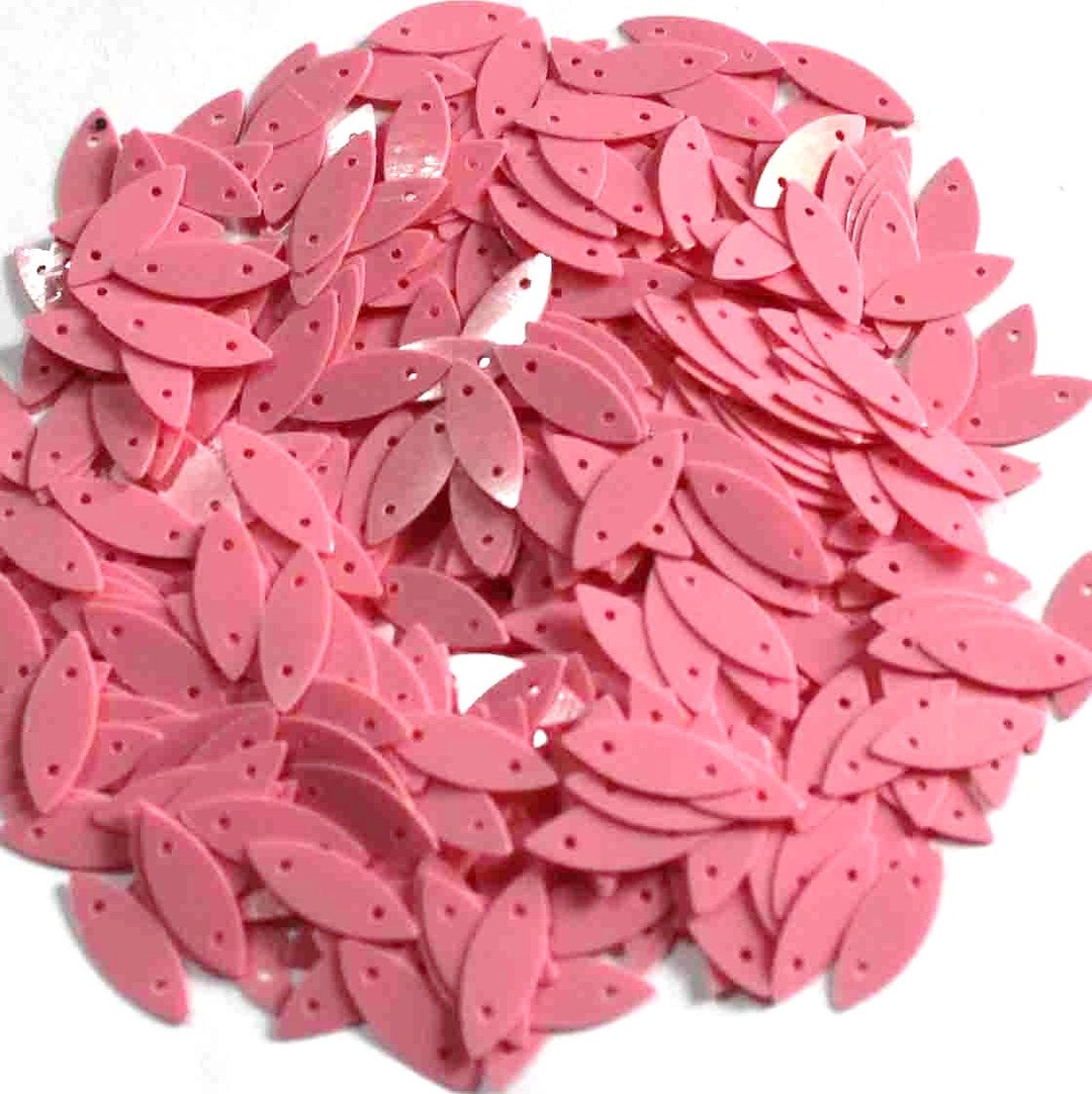 Pink Color , Matte Finish , Petal Shape Sequins , 10 Grams (approx 400 ...