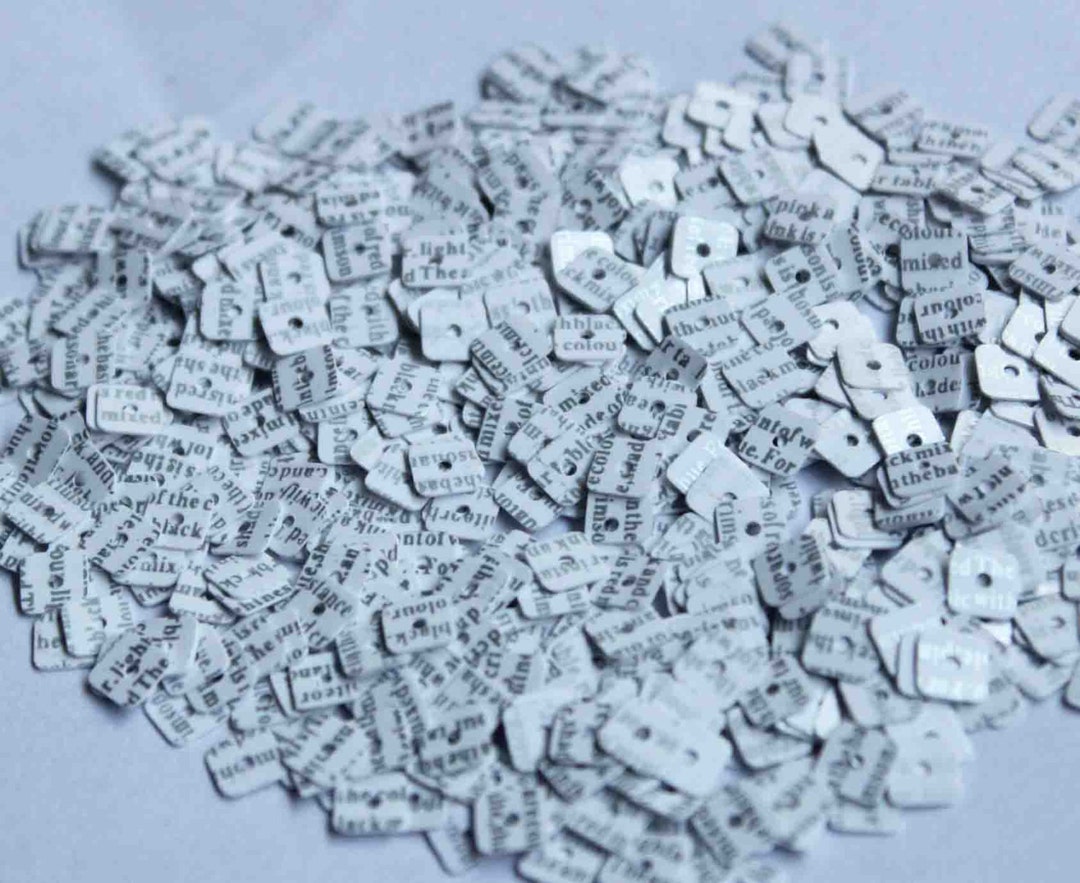 100 White Square Sequins/printed Words Texture/kbss244 - Etsy