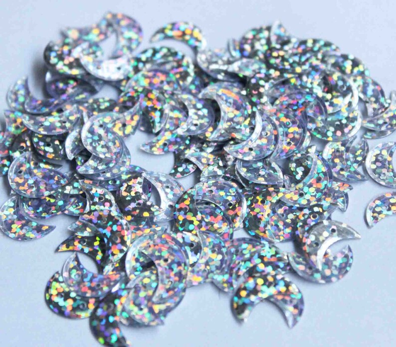 75 Silver Glittering Sequins/ Half Moon Shape/ KBIS185 - Etsy