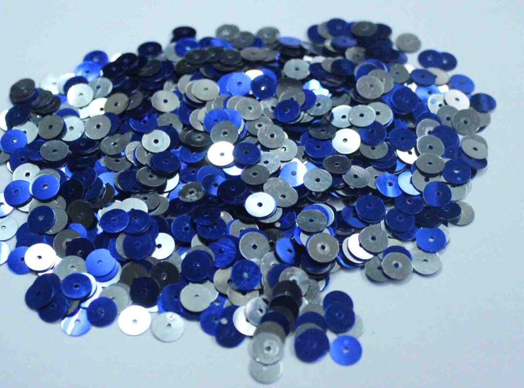 100 Round Blue and Silver Sequins.....one Side Blue and the Other Side ...