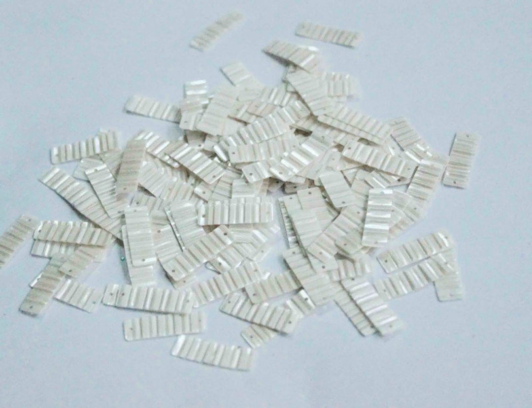 White Rectangle Sequins , Textured Finish, 20mm by 6mm /KBRGS282 - Etsy